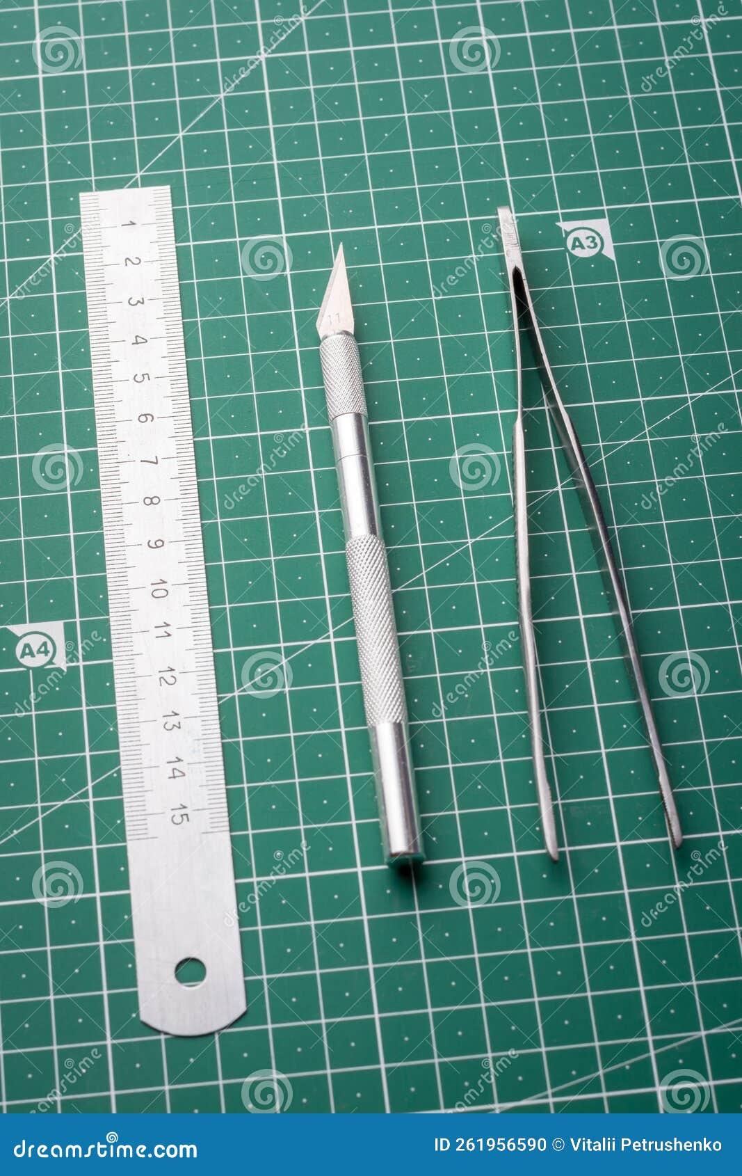 Set of Tools on Cutting Mat Stock Photo - Image of mockup, concept ...