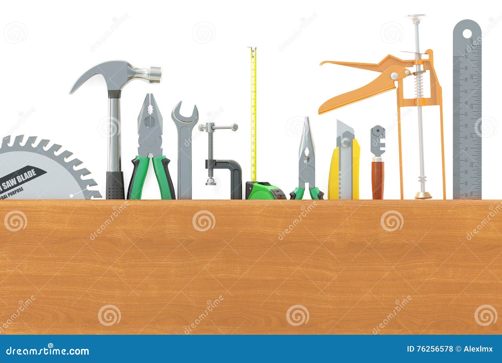 Set of tools, 3D rendering stock illustration. Illustration of hammer ...