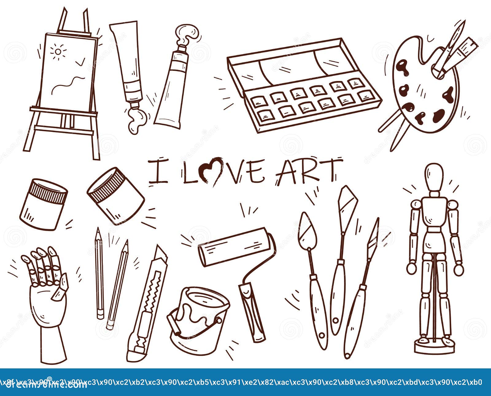 A Set of Tools for Drawing and Creating in a Linear Style. Stock Vector ...