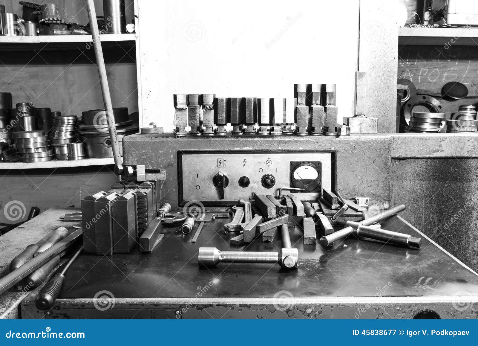 Set of Tools and Equipment Lathe Machine Tool Stock Image - Image of ...