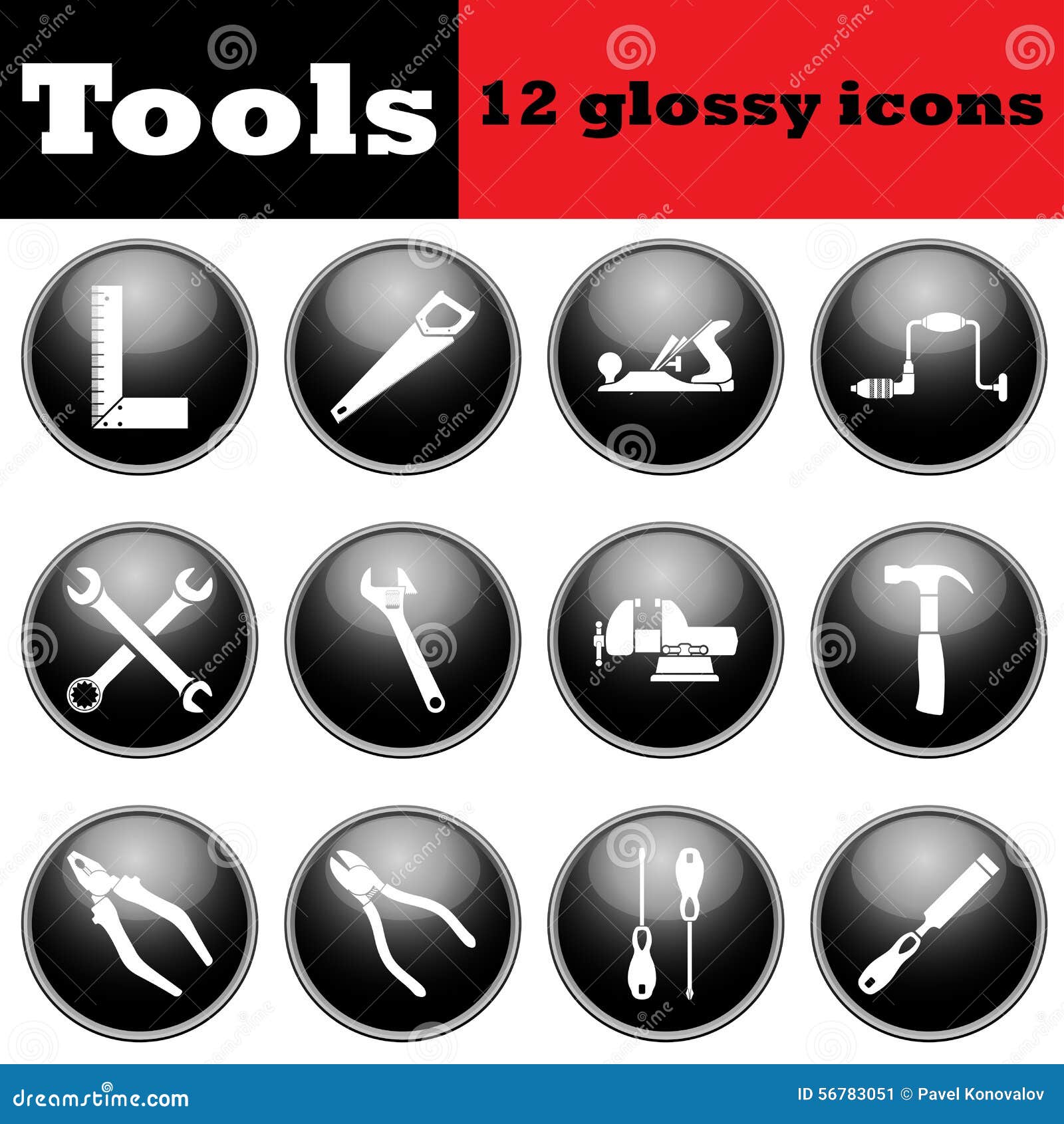 Set of tools glossy icons stock vector. Illustration of icon - 56783051