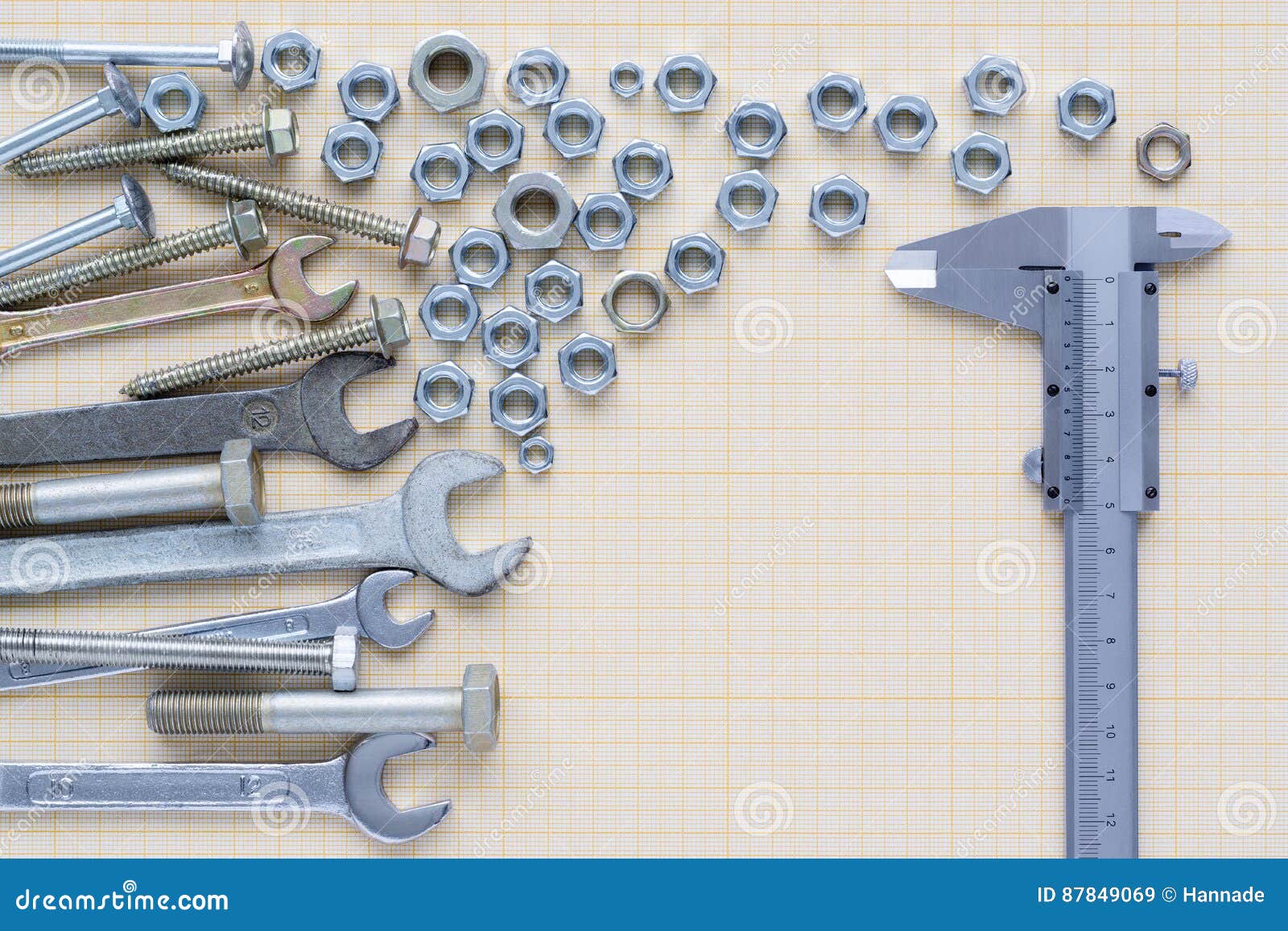 Set of Tools on Graph Paper Stock Image - Image of surface, result ...