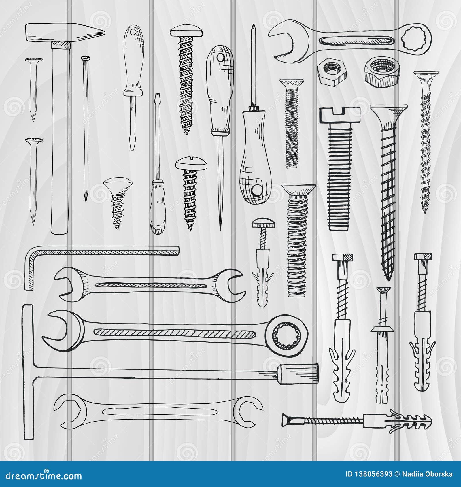 Set of Tools, Hardware. Different Fastener Stock Illustration ...