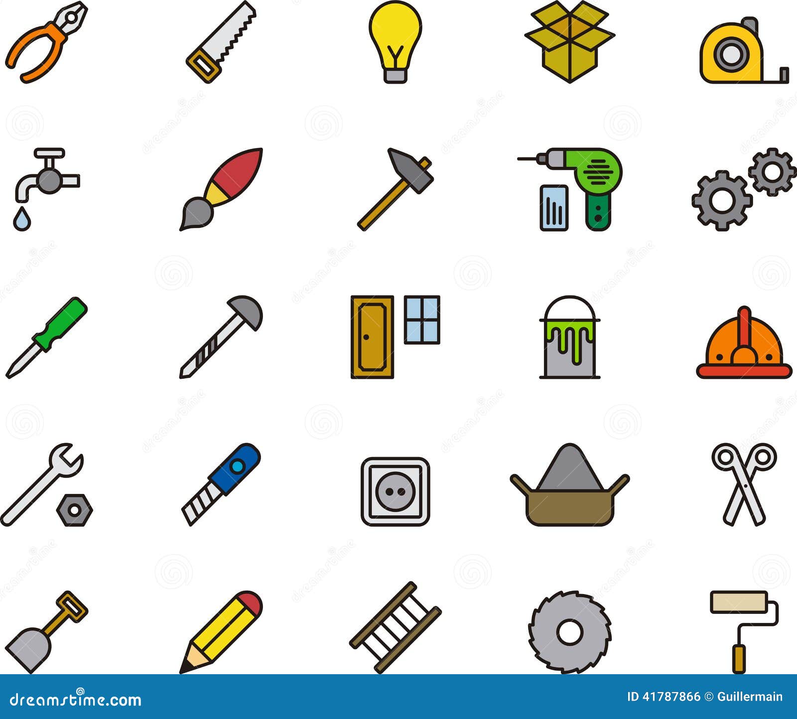 Set of Tools Icons or Symbols Stock Vector - Illustration of gears ...