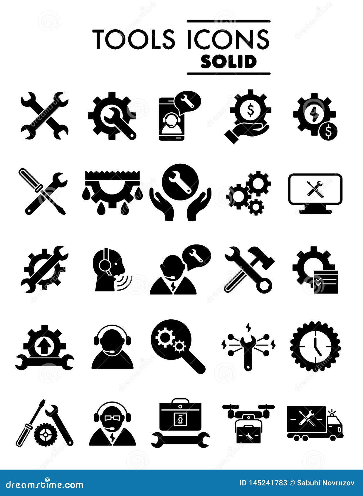 Set of Tools Icons. Vector Engineer Icons. Repair Concept. Thin Linear ...