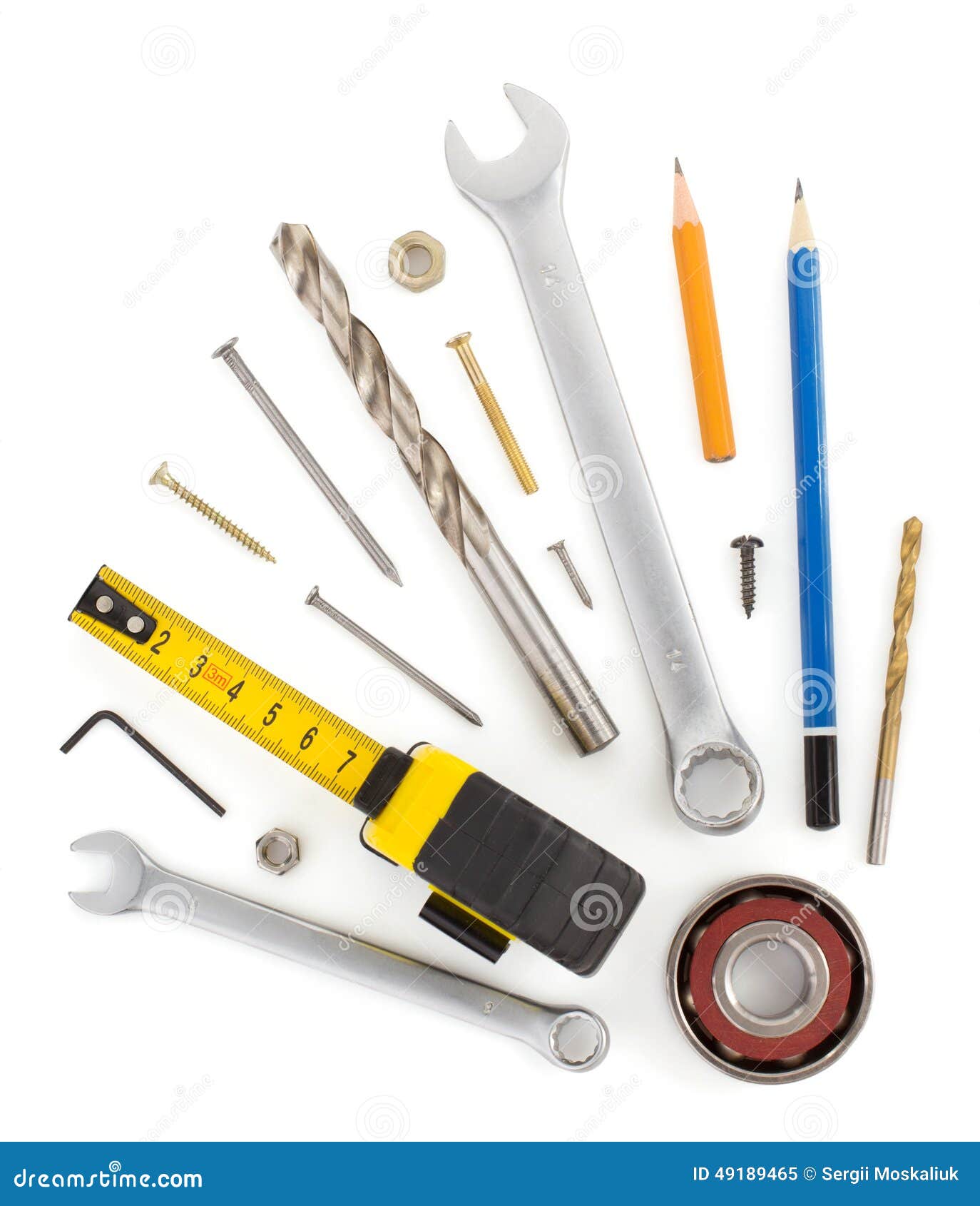 Set of Tools and Instruments on White Stock Image - Image of ...