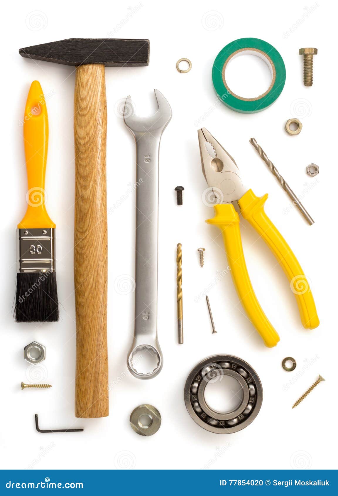Set of Tools and Instruments on White Stock Photo - Image of ...