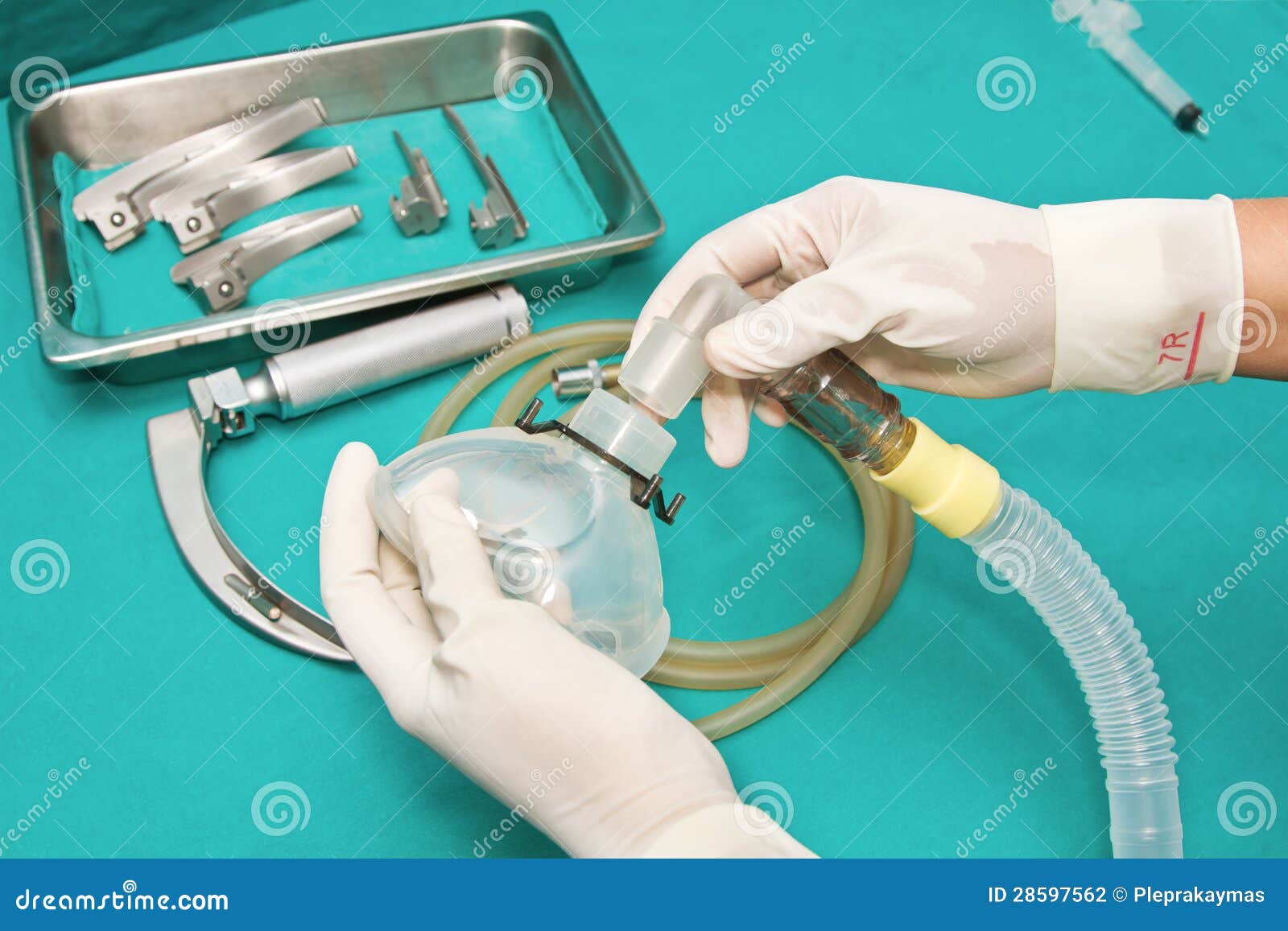 Set of Tools for Intubation Tracheas Stock Photo - Image of connection ...