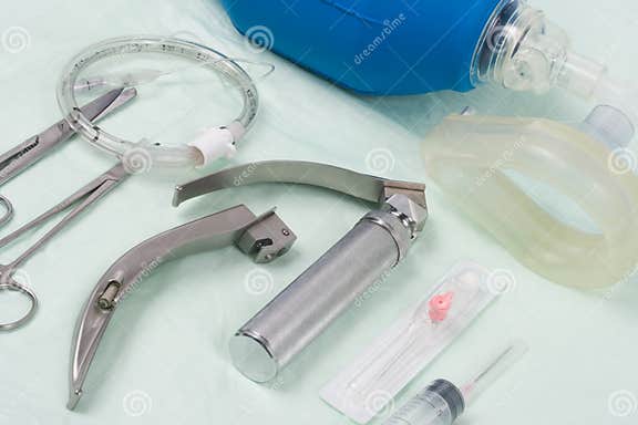 Set of Tools for Intubation Tracheas Stock Image - Image of illness ...