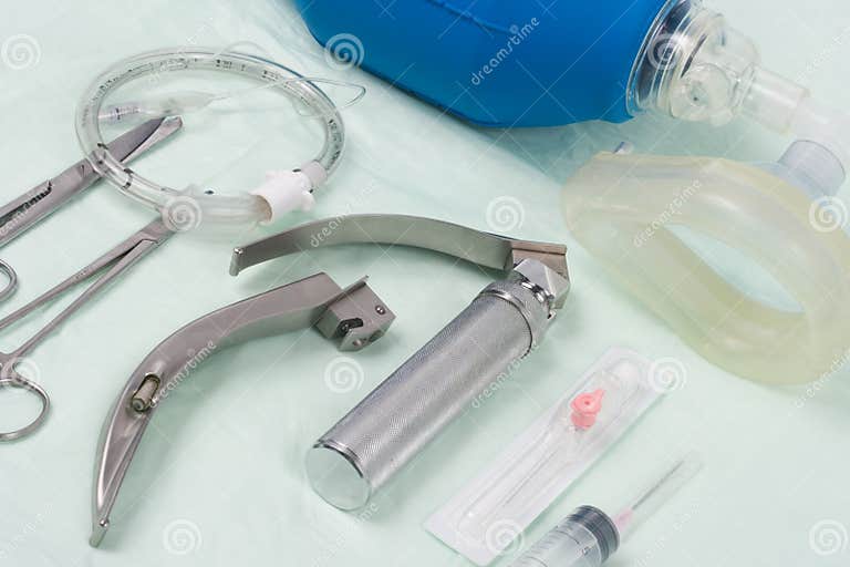 Set of Tools for Intubation Tracheas Stock Image - Image of illness ...