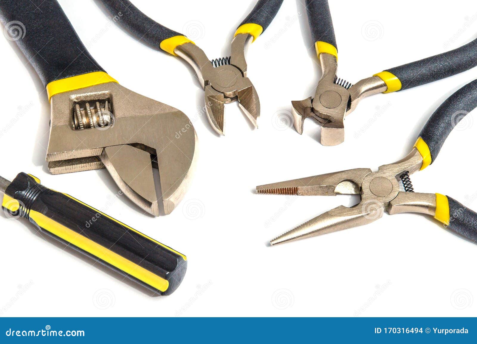 Set of Tools for Master Plumber or Electrician on White Isolated ...