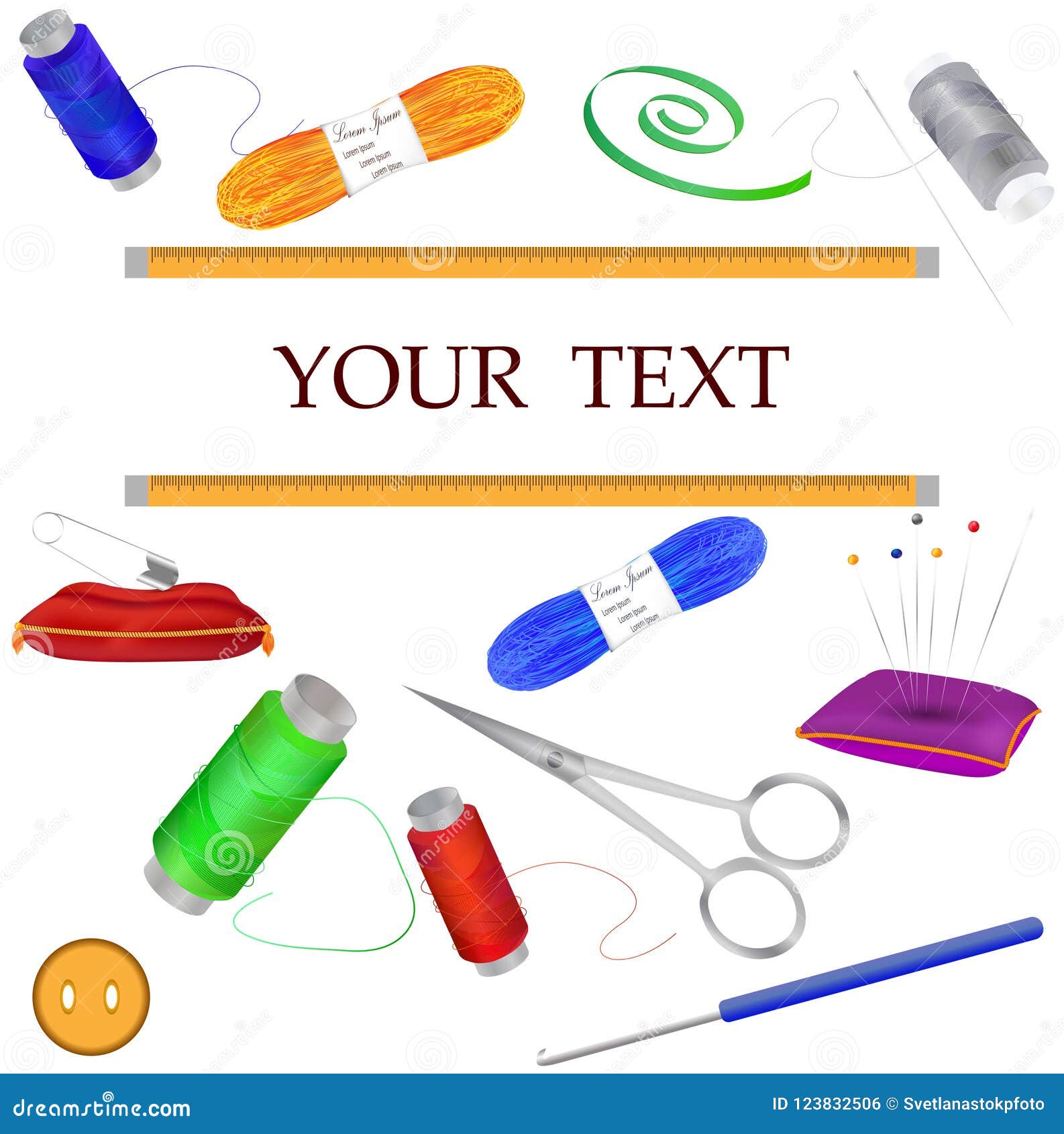 Set of Tools for Needlework and Sewing. Handmade Equipment and ...