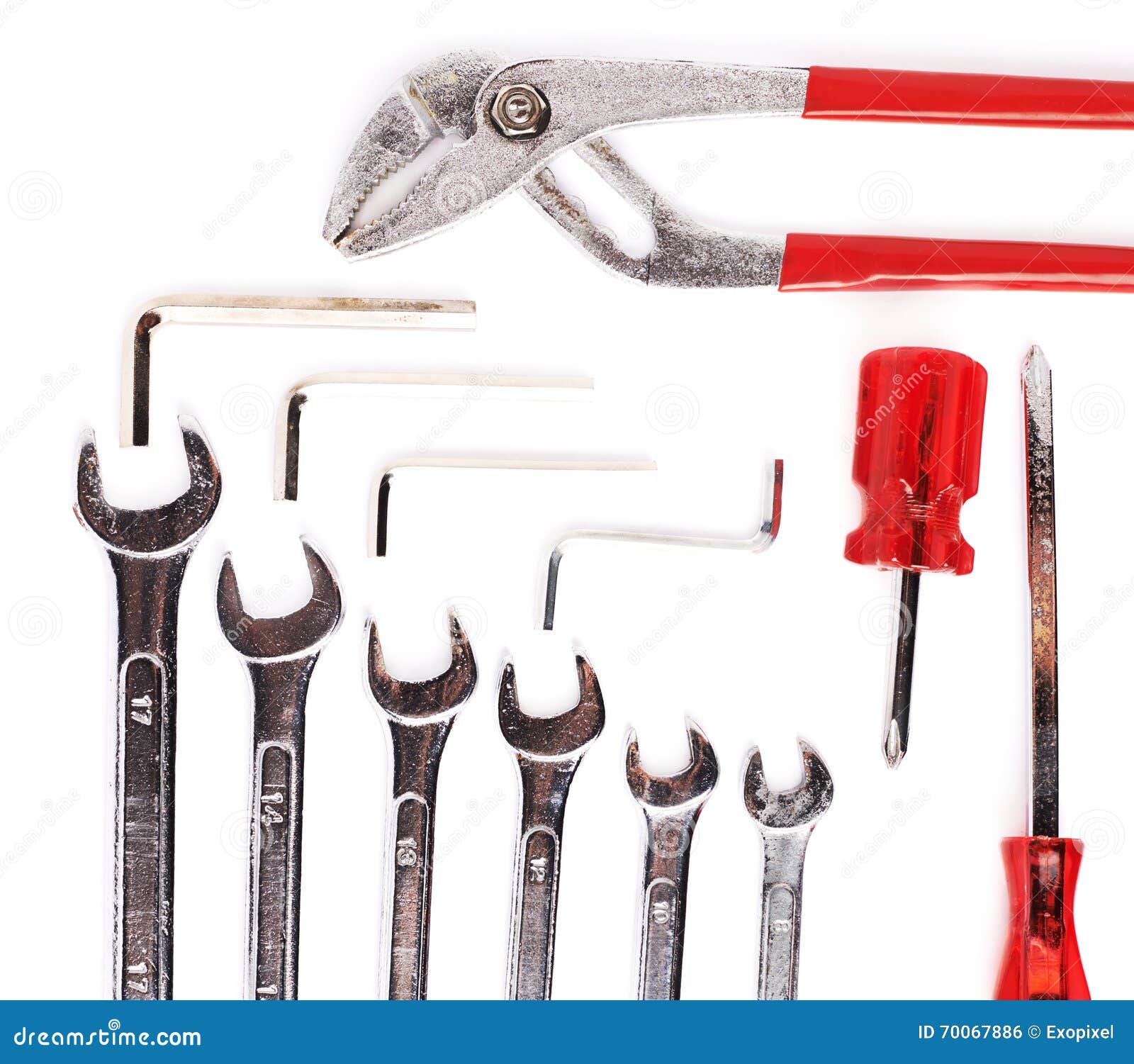 Set of Tools Over White Isolated Background Stock Photo - Image of ...