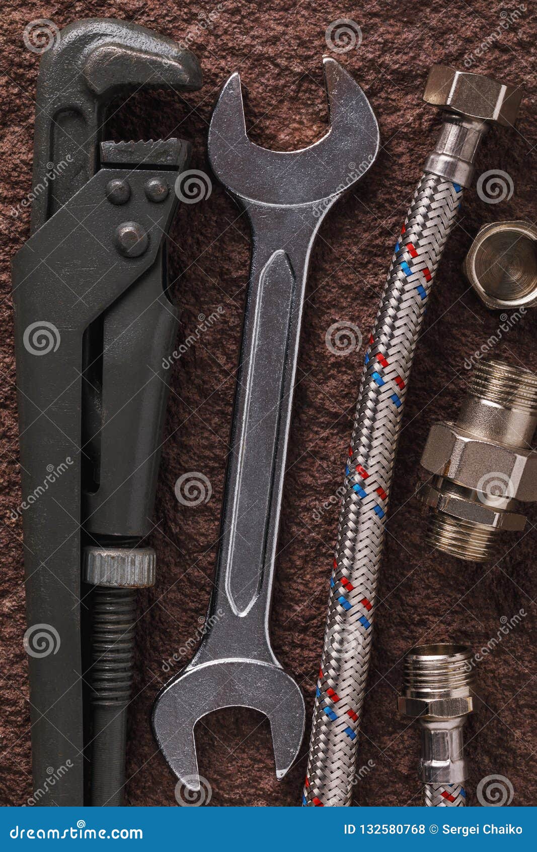 Set of Tools for Plumbing on a Stone Surface Stock Photo - Image of ...