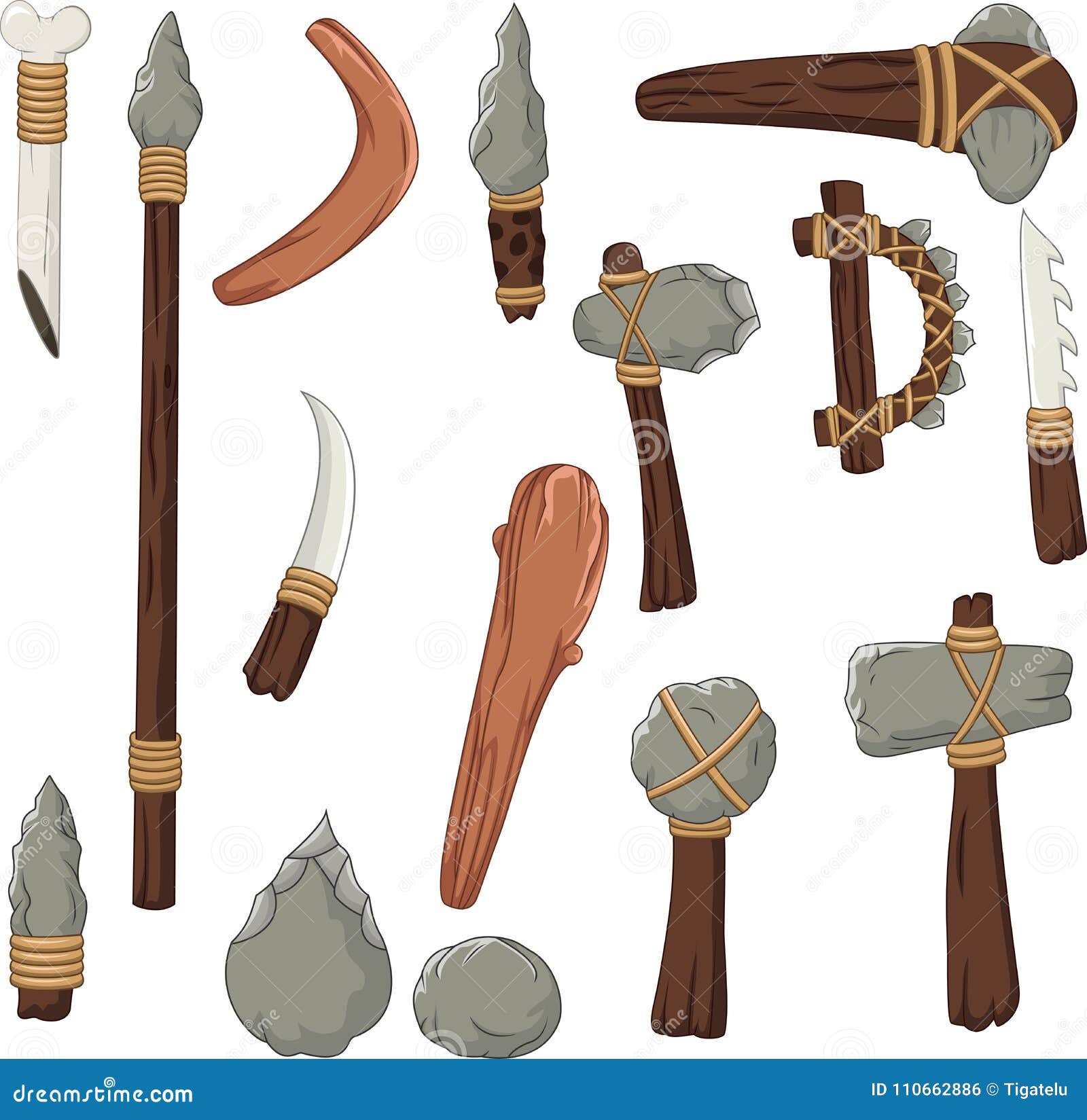 Set Tools of Prehistoric Man Stock Vector - Illustration of archaeology ...