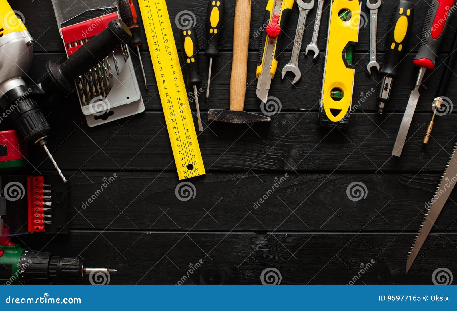 Set of Tools for Real Professional Stock Image - Image of knife, items ...