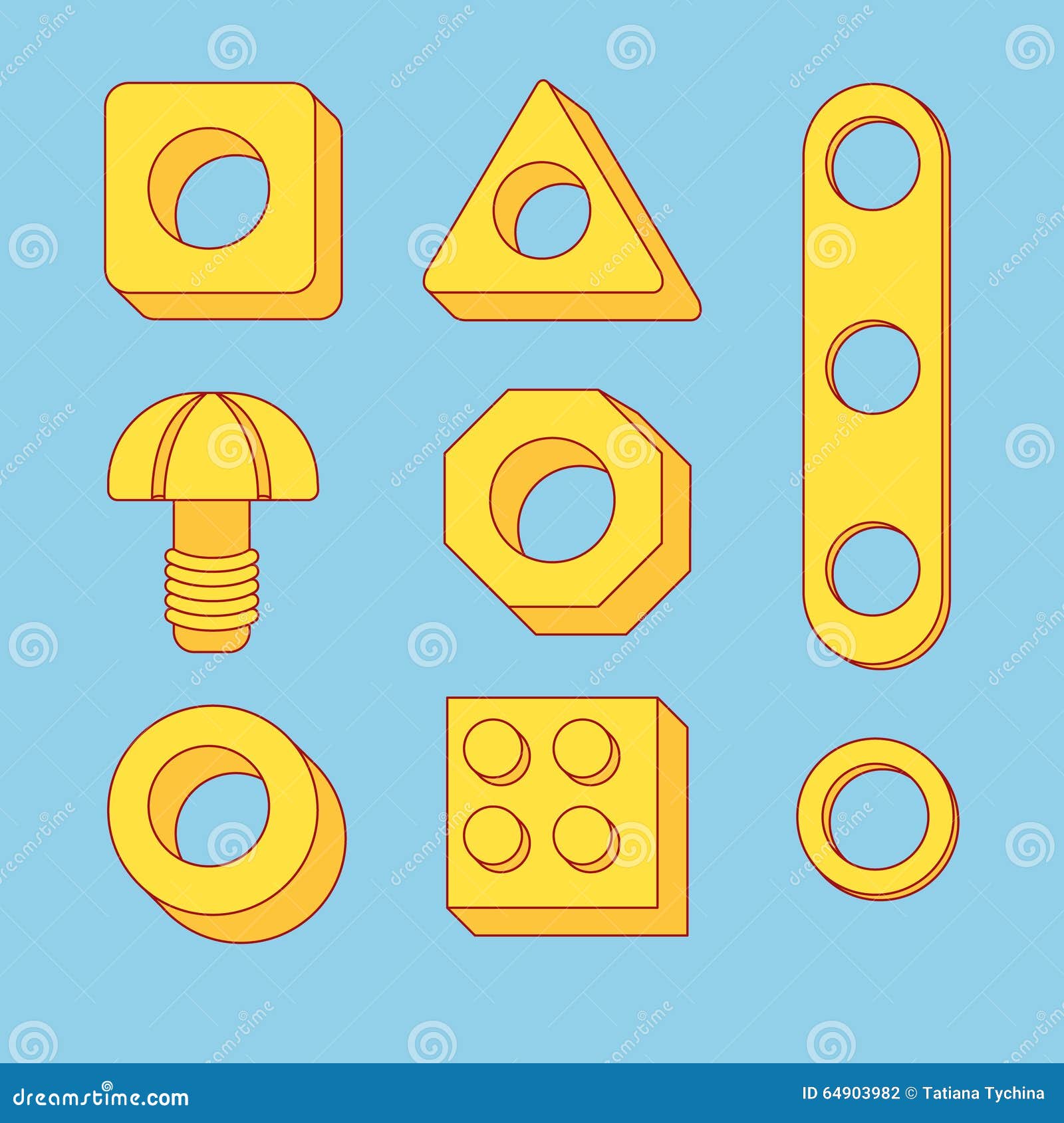 Set of Tools: Screws and Nuts. Construction Hardware: Bolts, Nut Stock ...