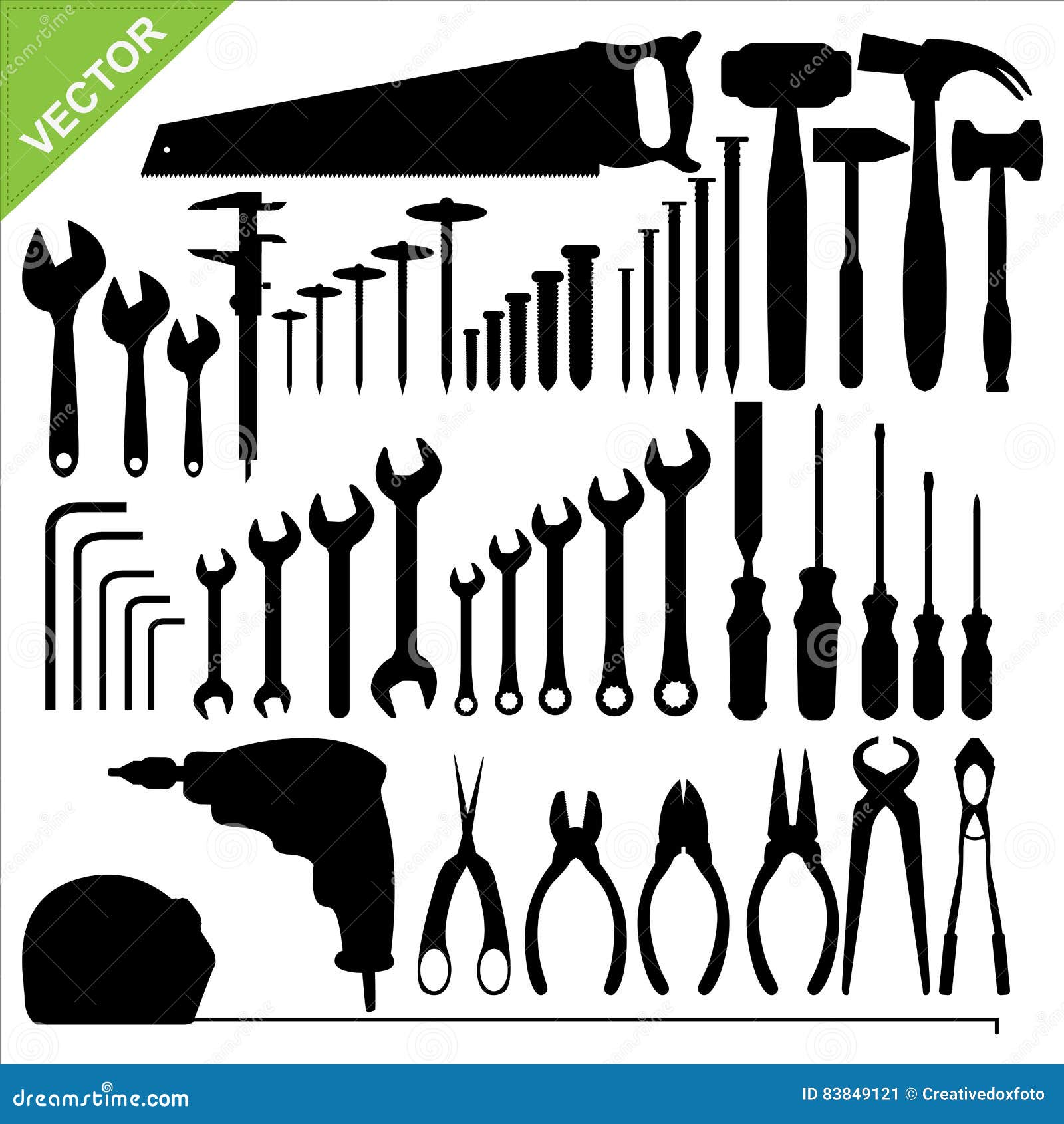 Tools silhouette vector stock vector. Illustration of hummer - 83849121