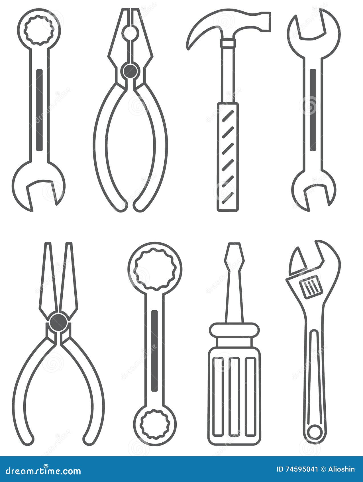 Set of Tools. Simple Icons. Vector. Stock Vector - Illustration of ...