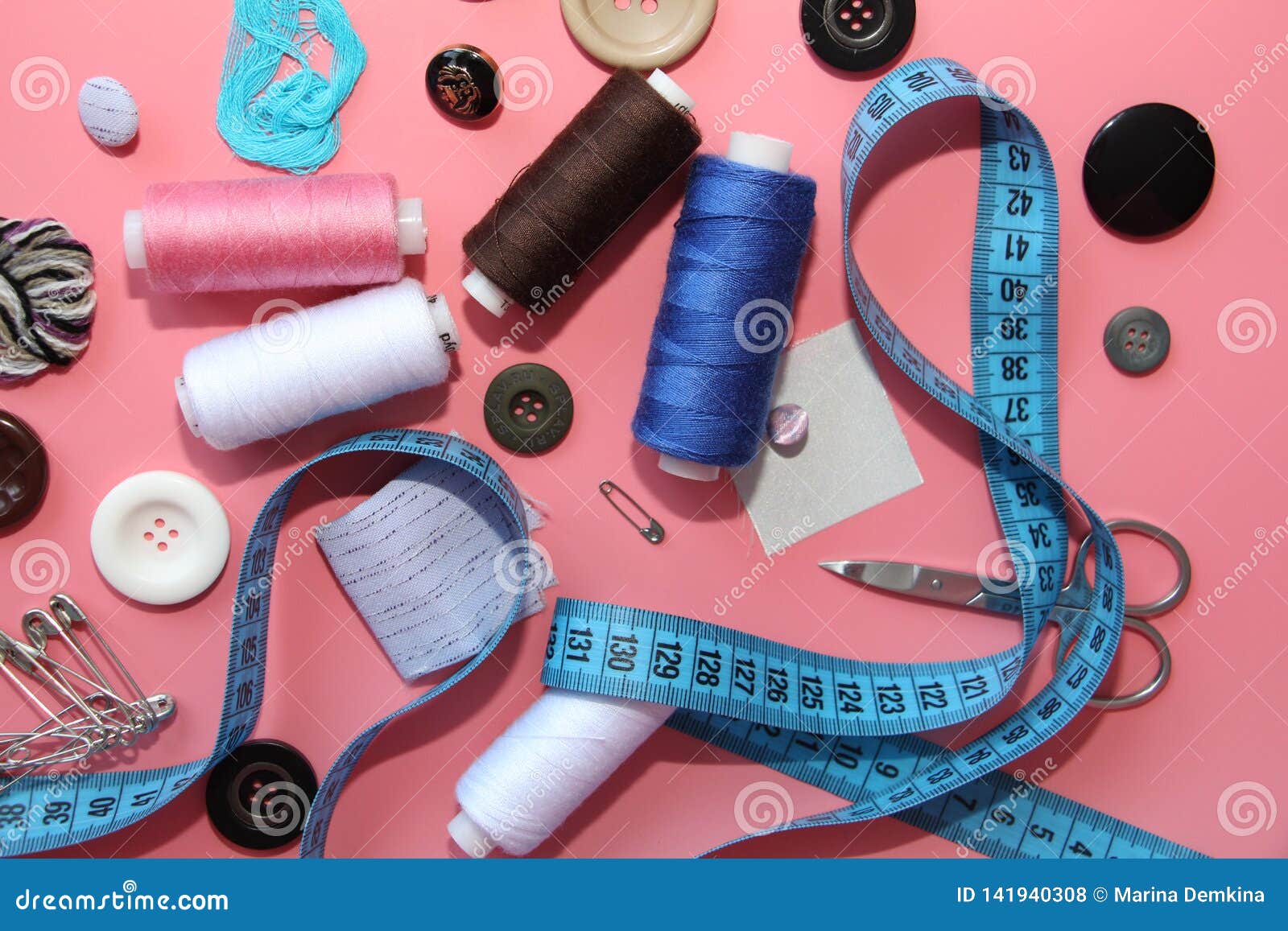 A Set of Tools for the Tailor - Thread, Scissors, Pins, Coils, Needles ...