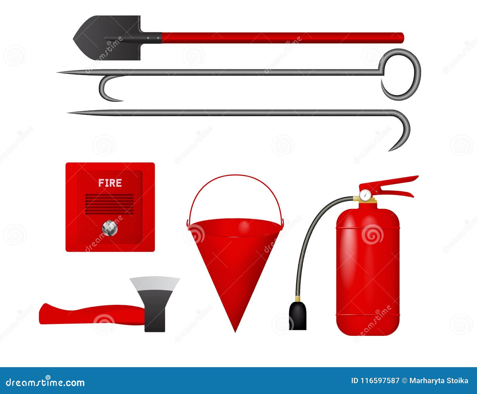 A Set of Tools To Protect from Fire. Stock Vector - Illustration of ...