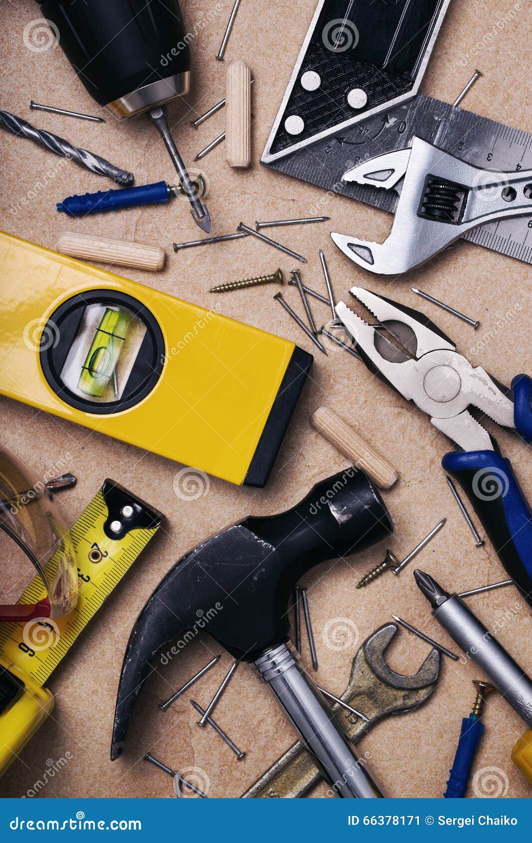 Set of Tools To Work at Home Stock Image - Image of hammer, carpentry ...