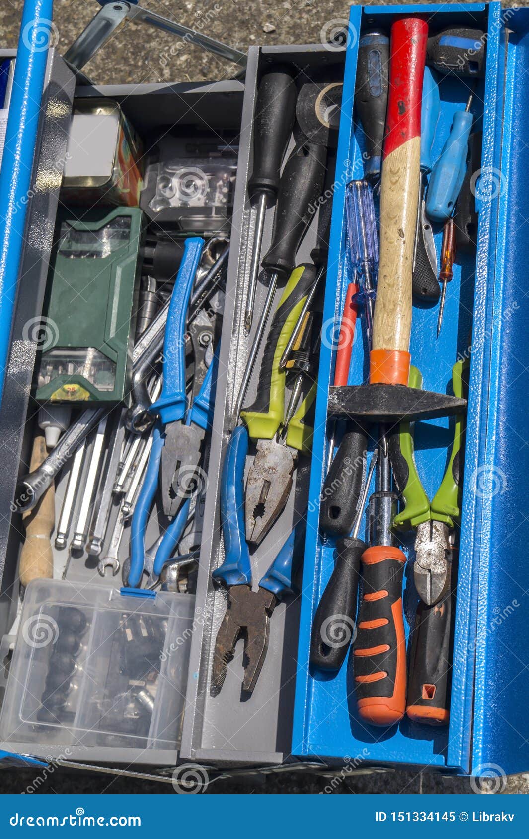 Set of Tools on Toolbox DIY Stock Image - Image of socket, bolt: 151334145