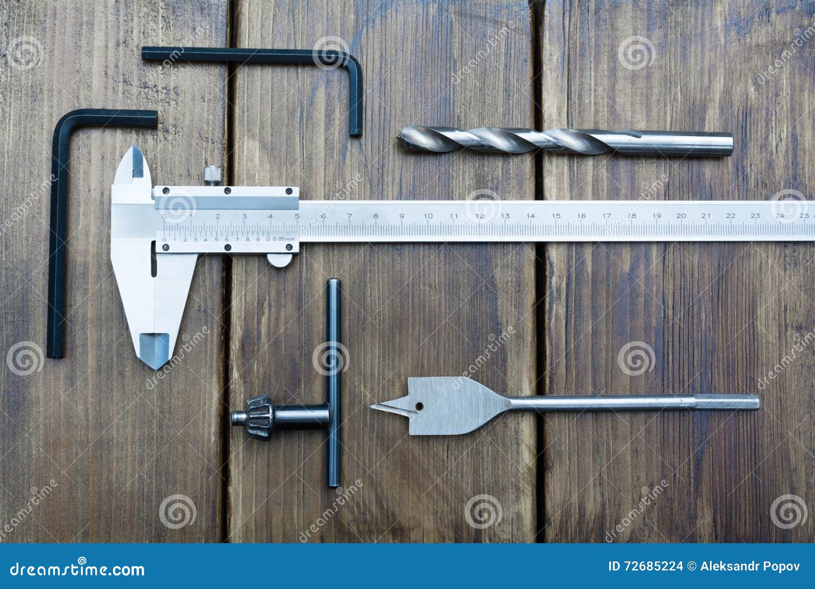 Set of Tools and Vernier Caliper Stock Photo - Image of wooden, caliper ...