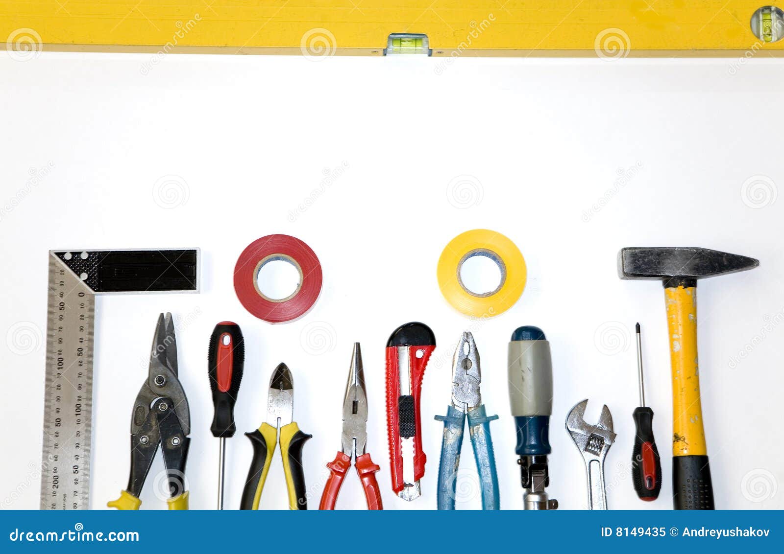 Set of Tools on White Background Stock Image - Image of instruments ...