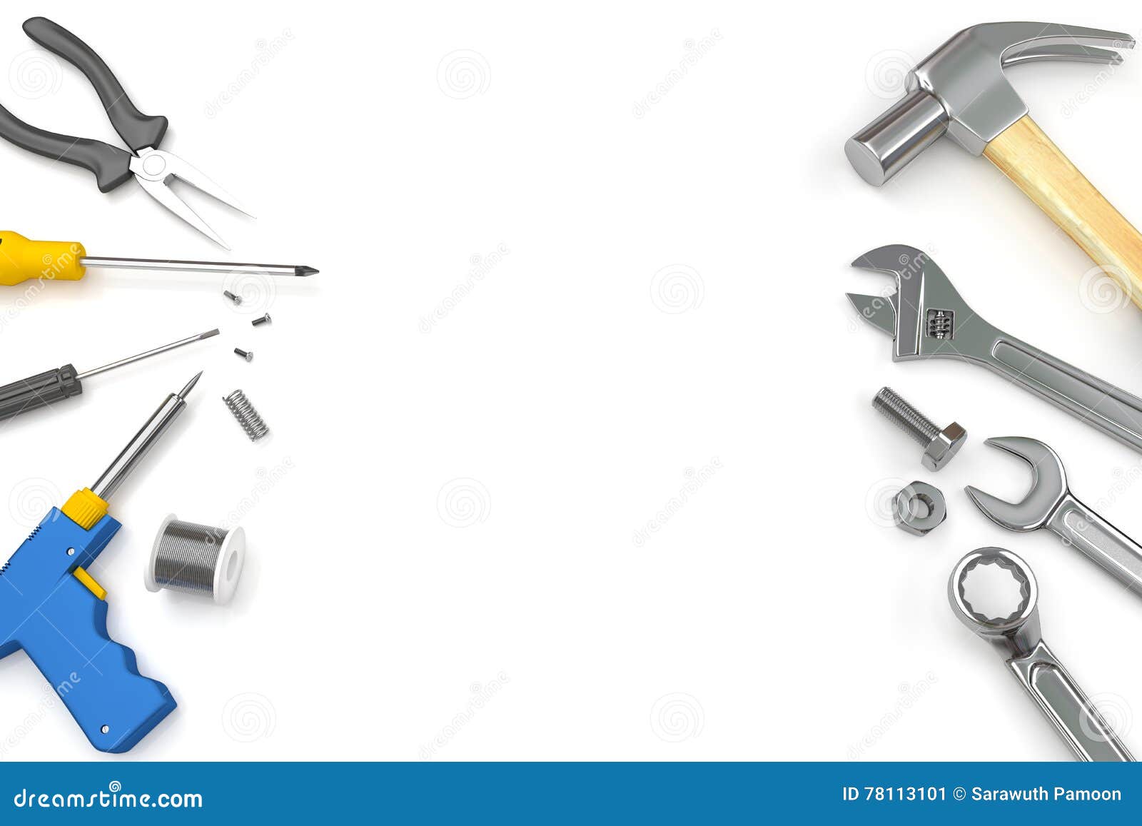 Set of Tools on White Background, Tools Background. Stock Illustration ...