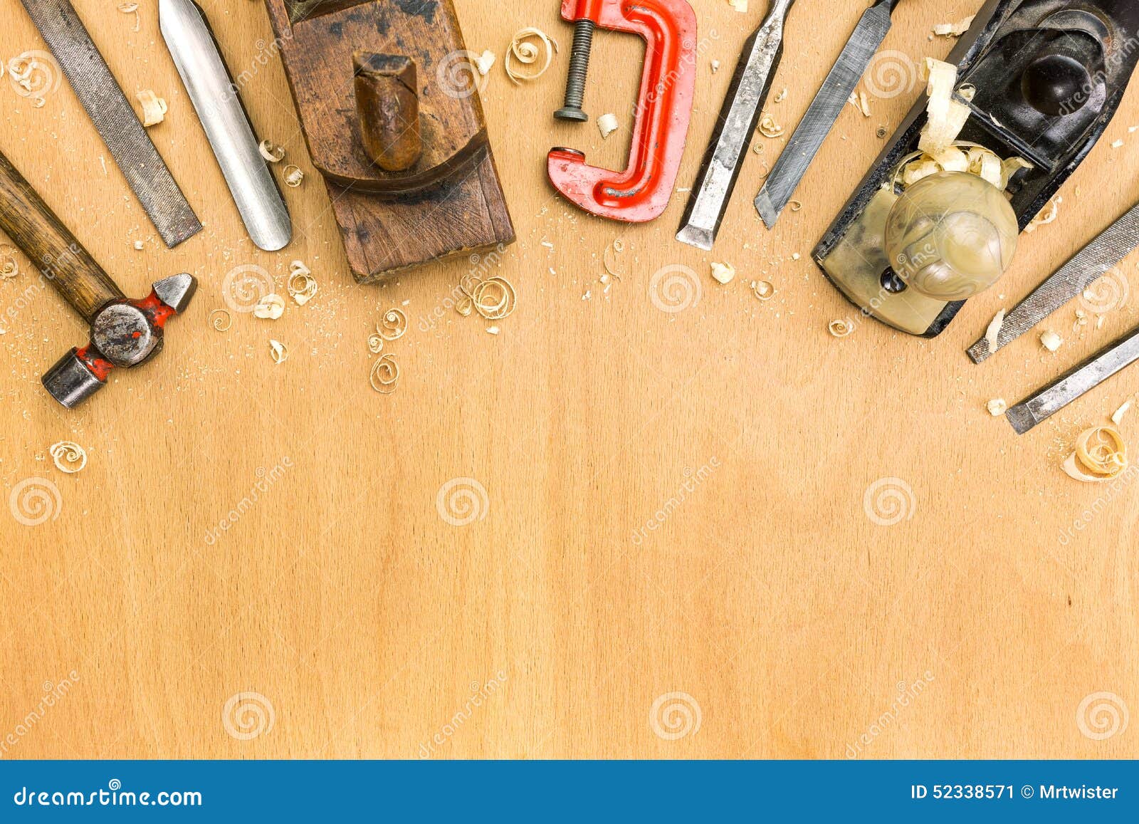 Set of Tools on Wood Background Stock Image - Image of equipment ...