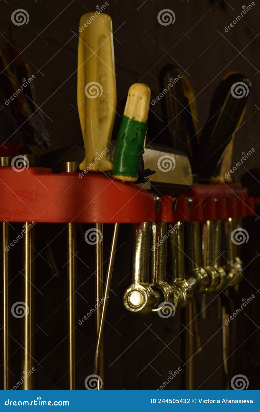 A Set of Tools in the Workshop. Highlighted on a Black Background Stock ...