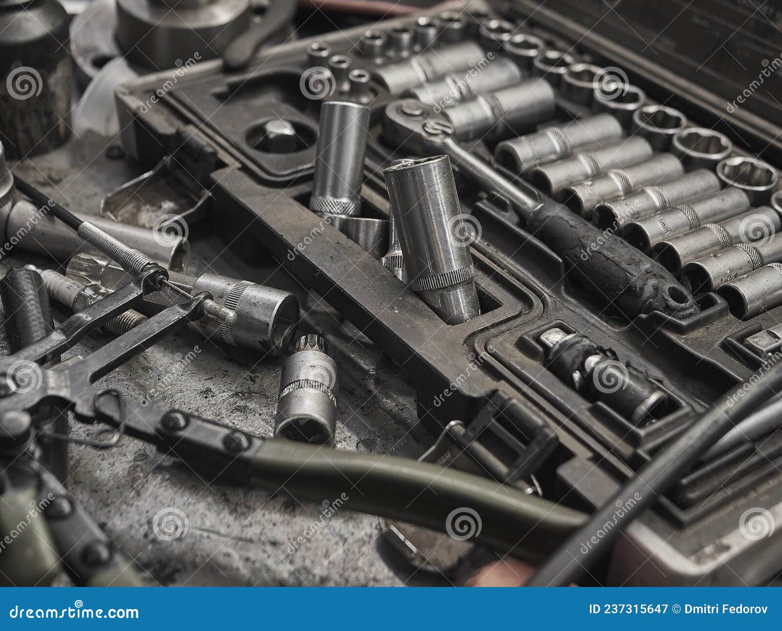 A Set of Tools and Wrenches in a Car Workshop Stock Image - Image of ...