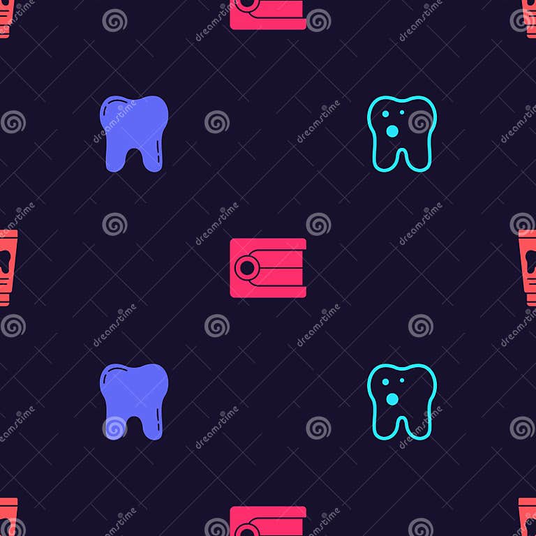 Set Tooth with Caries, , Dentures Model and Tube of Toothpaste on ...