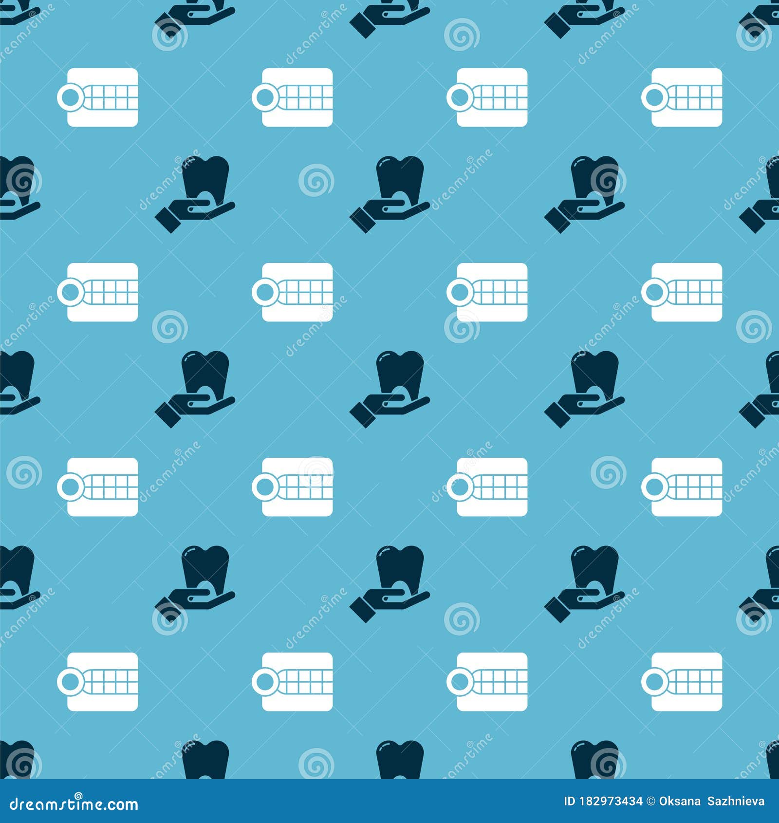 Set Tooth and Dentures Model on Seamless Pattern Stock Vector ...