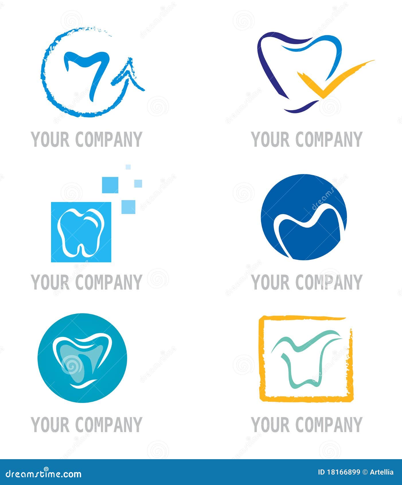 Set of Tooth Icons and Elements for Logo Design Stock Vector ...