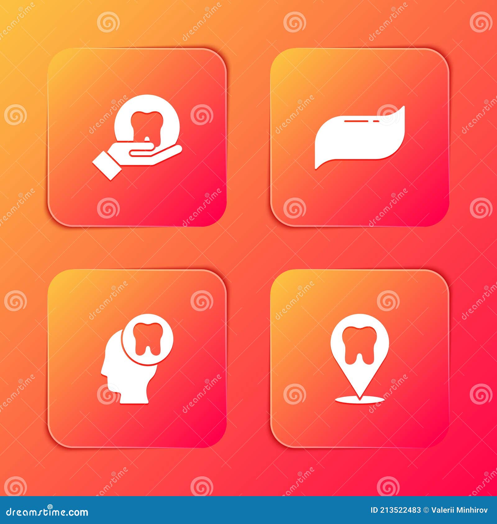 Set Tooth, Toothpaste, Human Head with Tooth and Dental Clinic Location ...