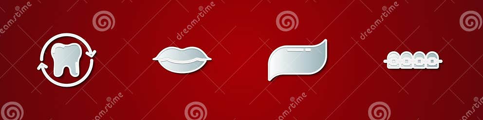 Set Tooth Whitening, Smiling Lips, Toothpaste and Teeth with Braces ...