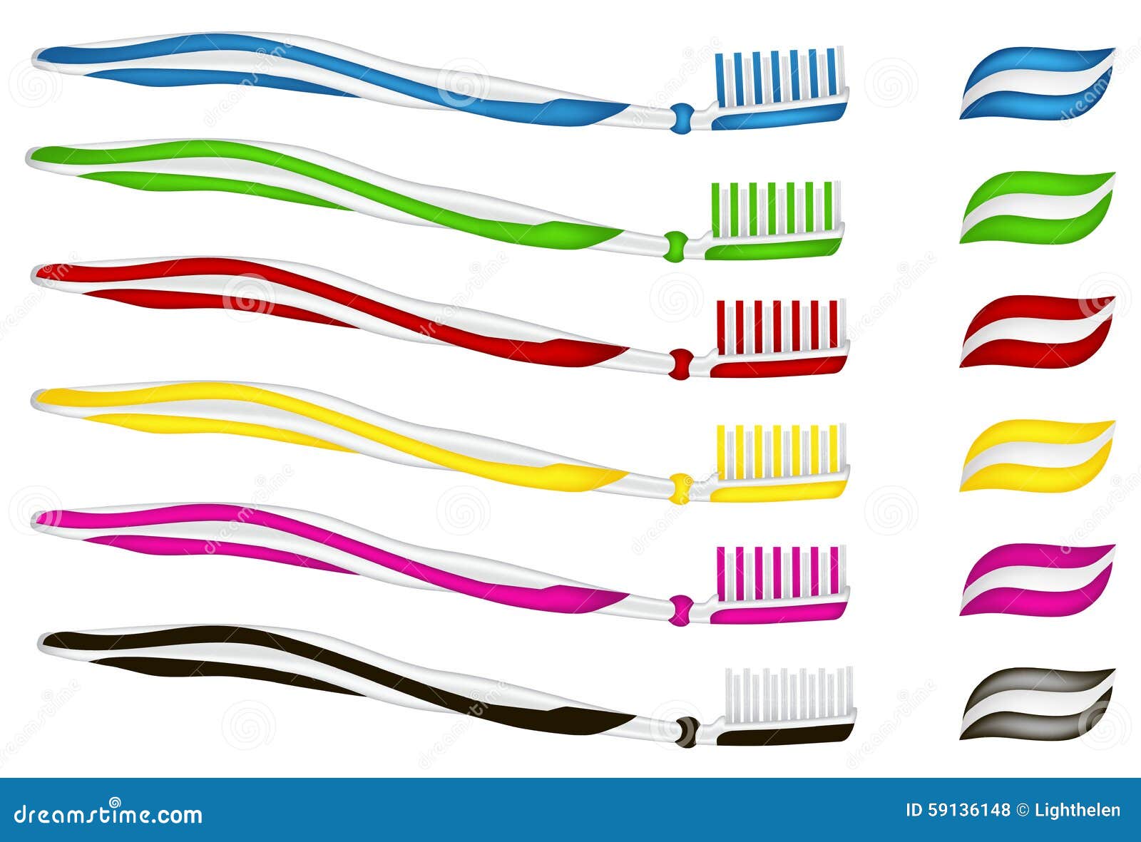 Set of Toothbrushes and Toothpaste on White Background. Vector ...