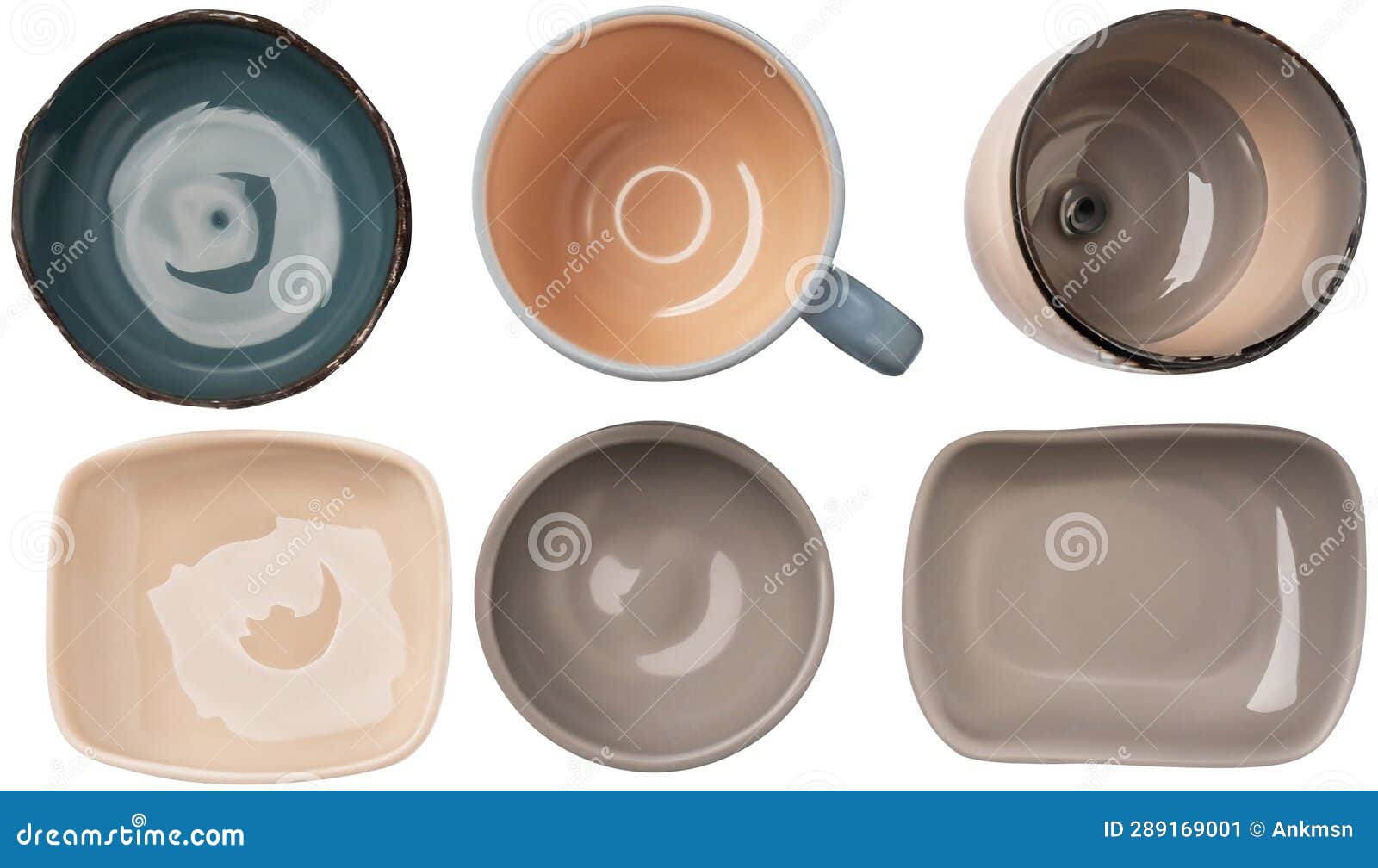 Set of Top View of Empty Plates Isolated on Background. Dish Cut Out ...