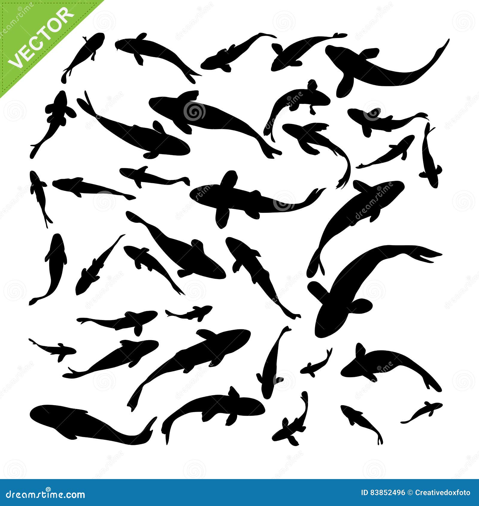 Top View of Fish Silhouettes Vector Stock Vector - Illustration of ...