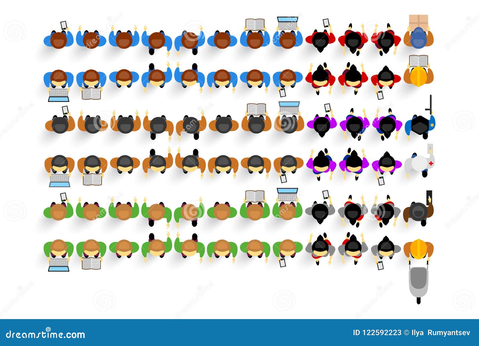 Top View People Characters. Men And Women Character Walking Animation ...