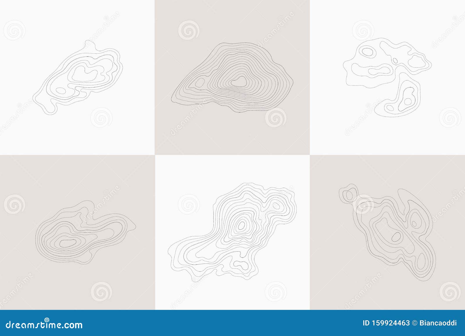 Set of Topographic Design Elements, Circular Geographic Grid Map Stock ...