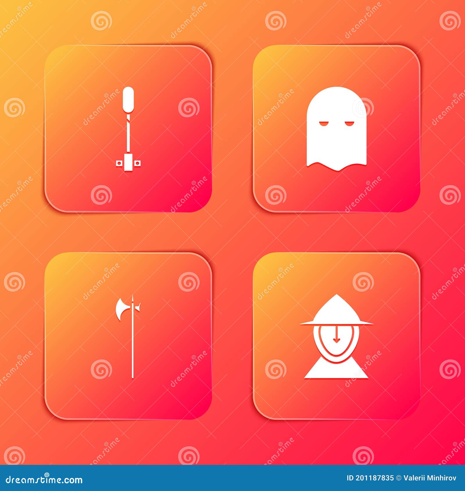 Set Torch Flame, Executioner Mask, Medieval Halberd and Iron Helmet ...