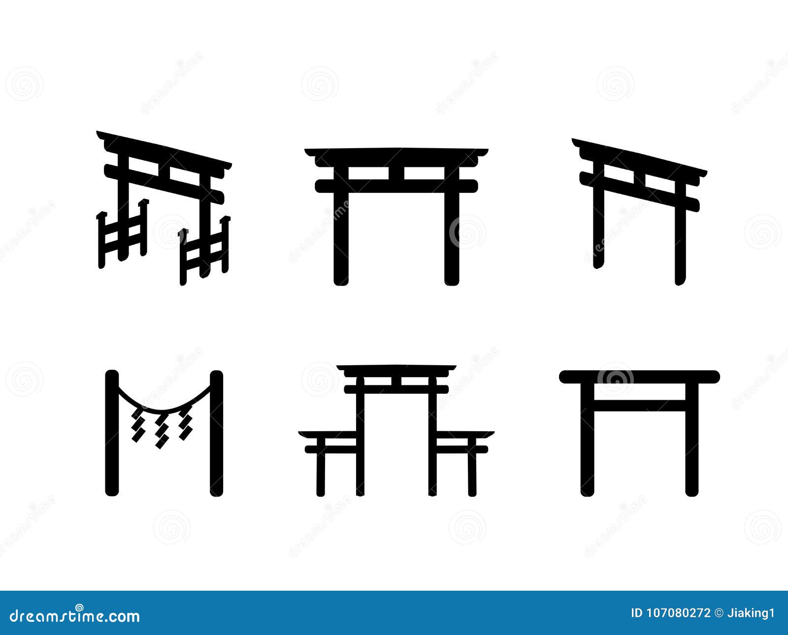 Set of Torii Icon in Silhouette Style Stock Vector - Illustration of ...