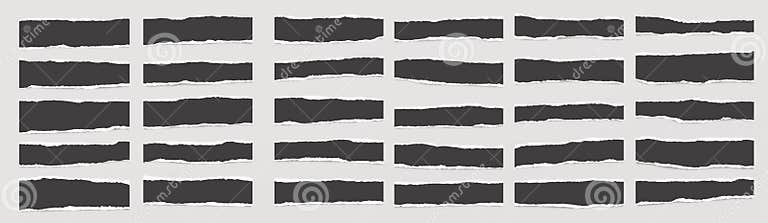 Set of Torn Black Note Paper Pieces are on Light Background for Text or ...