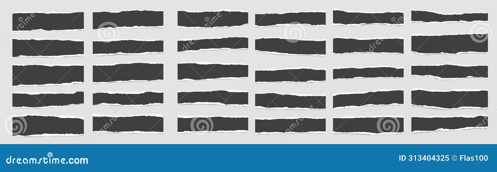 Set of Torn Black Note Paper Pieces are on Light Background for Text or ...