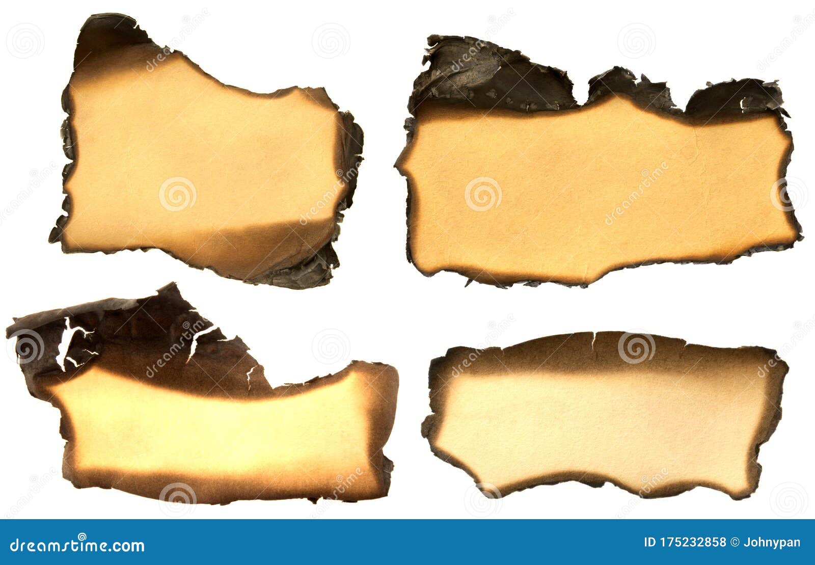 Set of Torn and Burned Paper Stock Photo - Image of texture, border ...