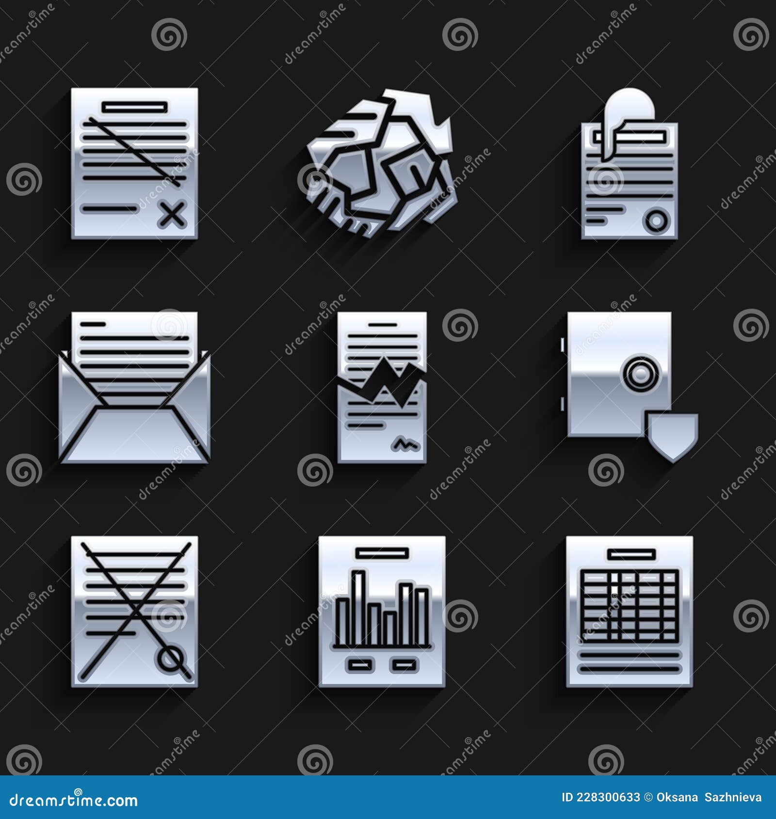 Set Torn Contract, Document with Graph Chart, Report File Document ... Set Torn Contract, Document with Graph Chart, Report File Document ...