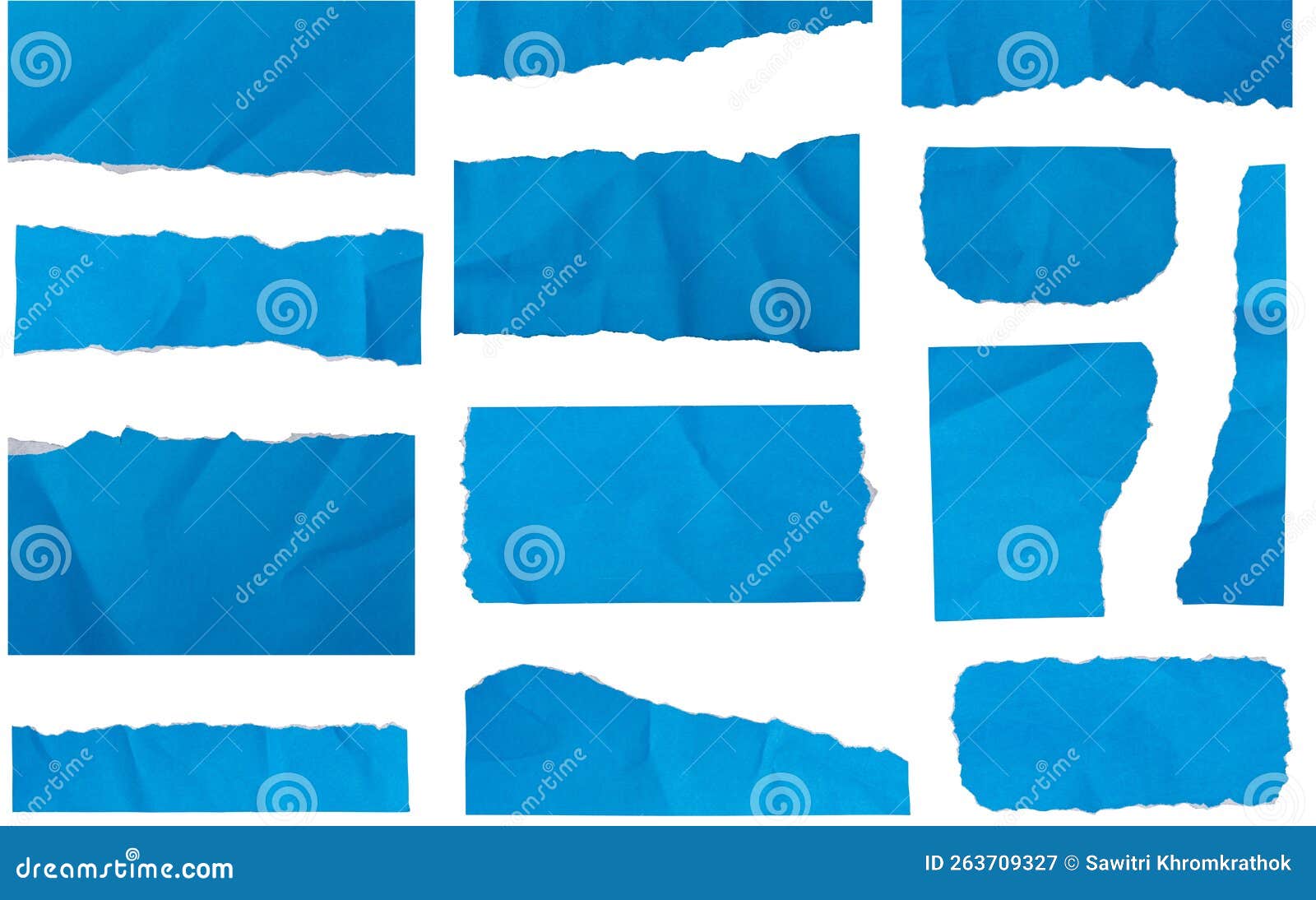 Set of Torn Light Blue Paper with White Copyspace for Your Message ...